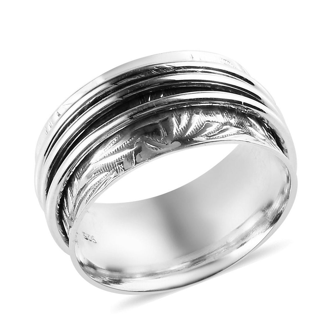 Fidget Anxiety Ring for Women 925 Sterling Silver Spinning Spinner ...