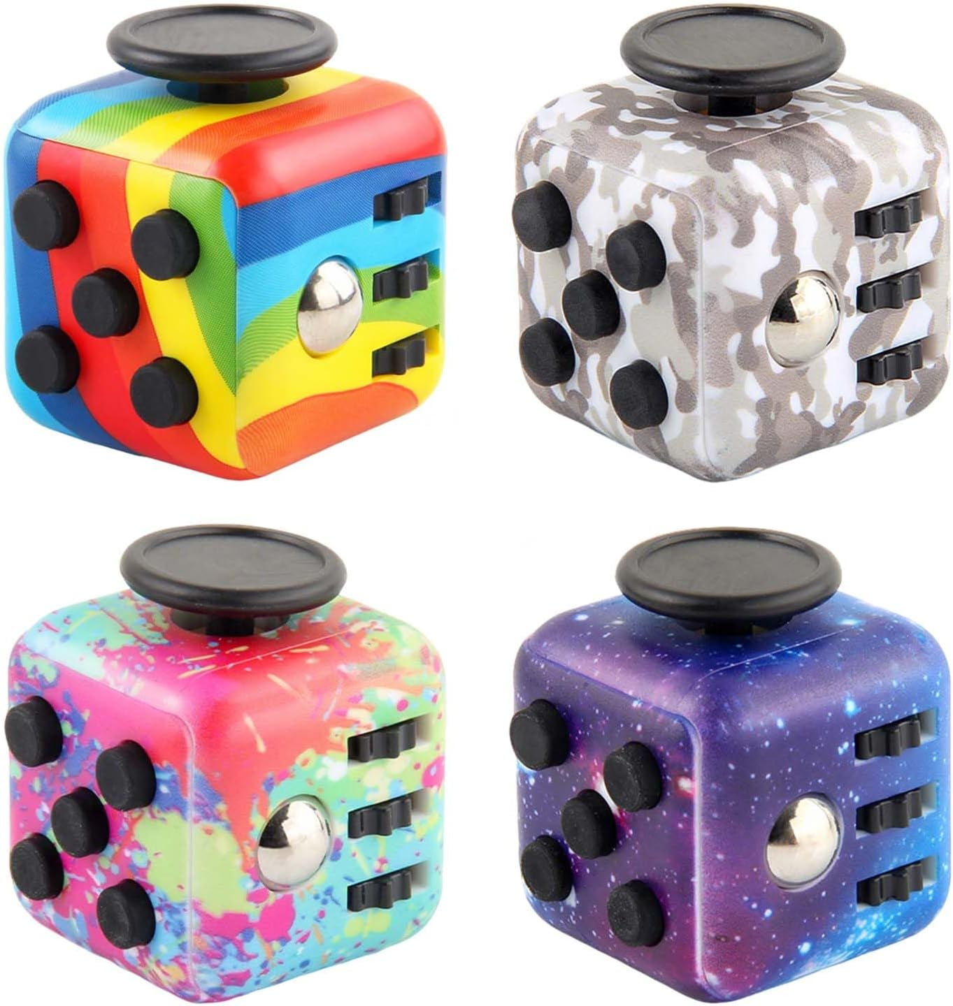 Fidget Cube for Adults, 4-Pack Cube Fidget Anxiety Relief, Silent ...