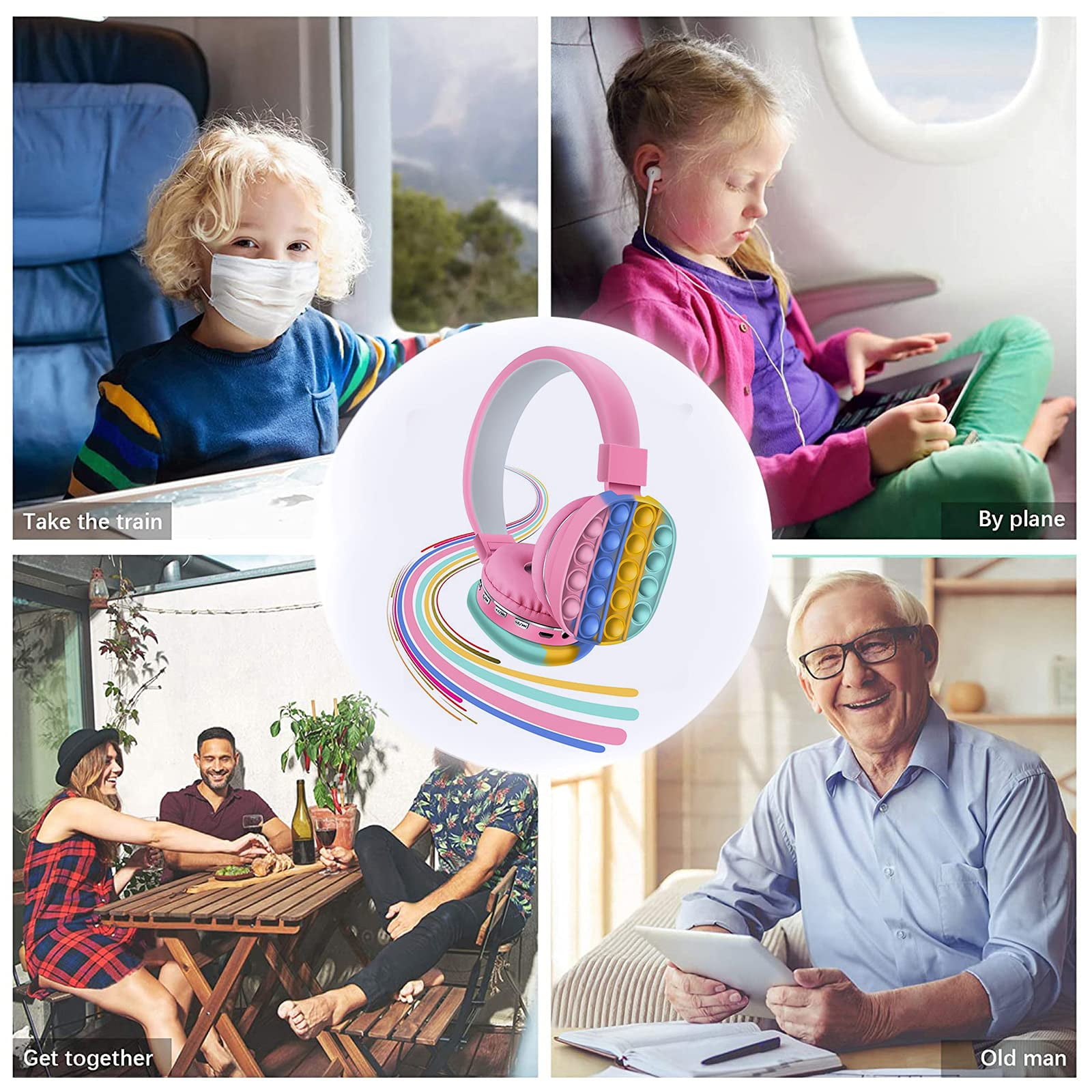 Fidget Headphones Kids Toy Headset, Wireless Bluetooth Headphone Pop ...