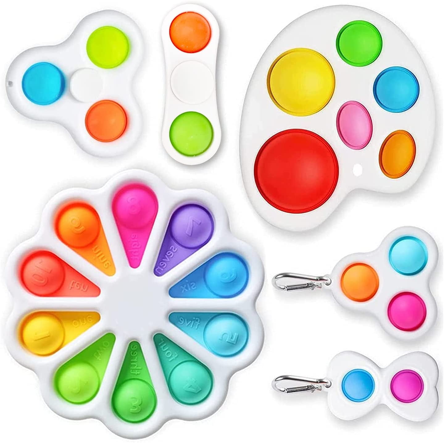 Fidget Pack, 6pcs Simple Dimple Fidget Toys Set with Bubble Fidget and ...