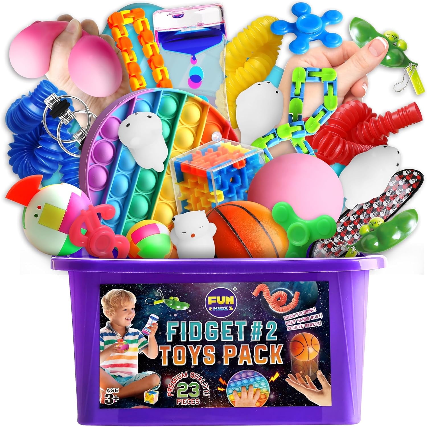 Fidget Pack Box for Boys Girls 4-12, FunKidz Fidget Toys for Kids 5-7 ...