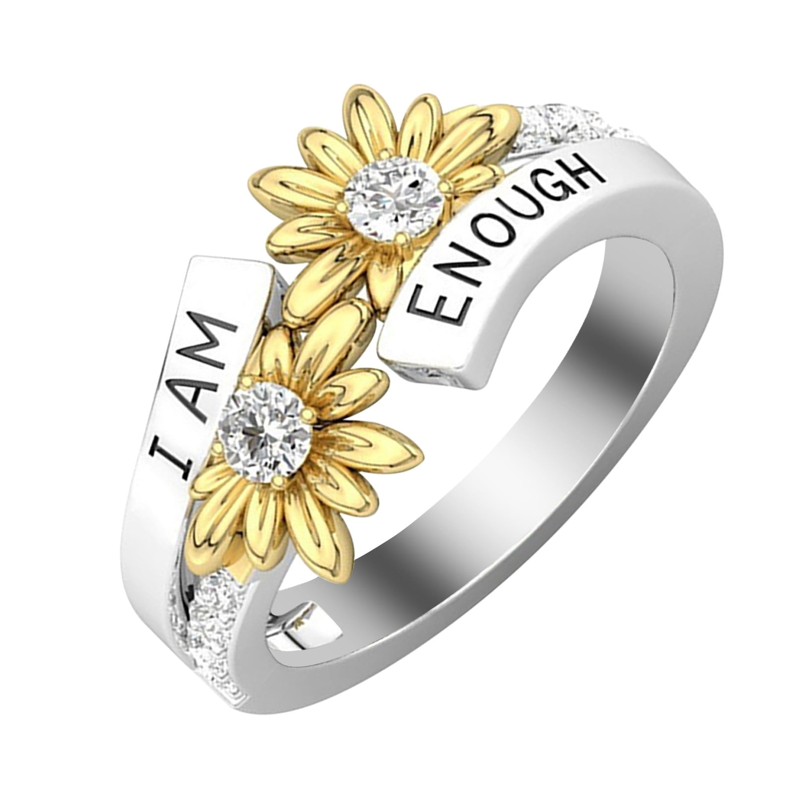Fidget Rings for Anxiety 925 Sterling Silver Daisy ring Cubic Zirconia ...