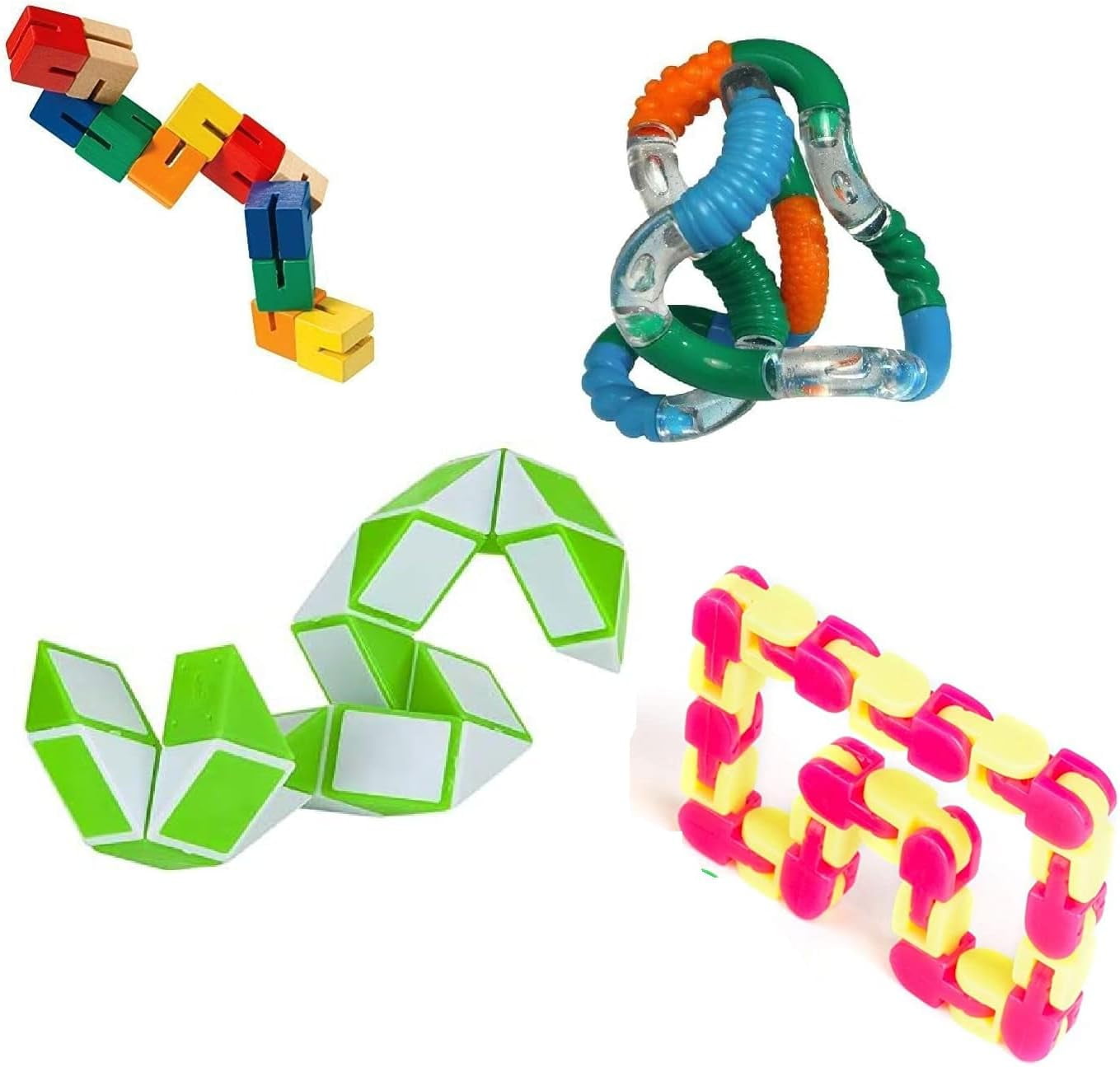 Fidget Sensory Pack of 4 Stress Relief Twister Toys with Genuine Tangle ...