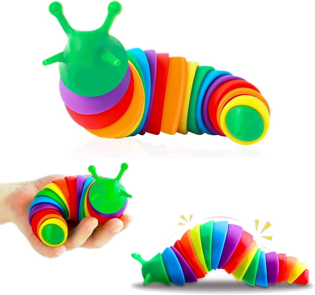 Fidget Slug Toy for Kid 3D Printed Articulated Stretch Fake Slug Fidget ...