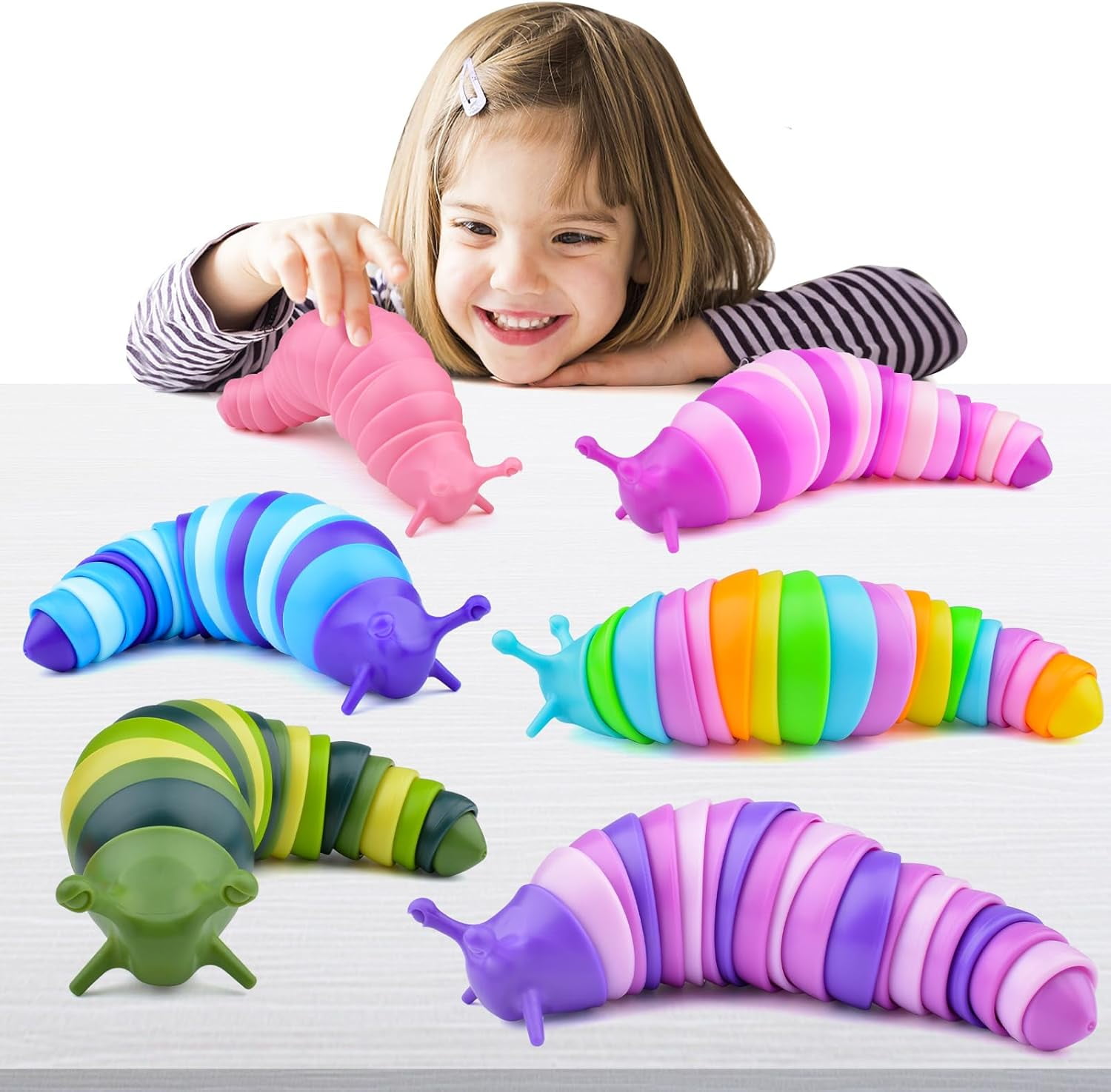 Fidget Slug Toy, Sensory Slug Fidget Toy for Kids & Adults, 3Pcs Cute ...