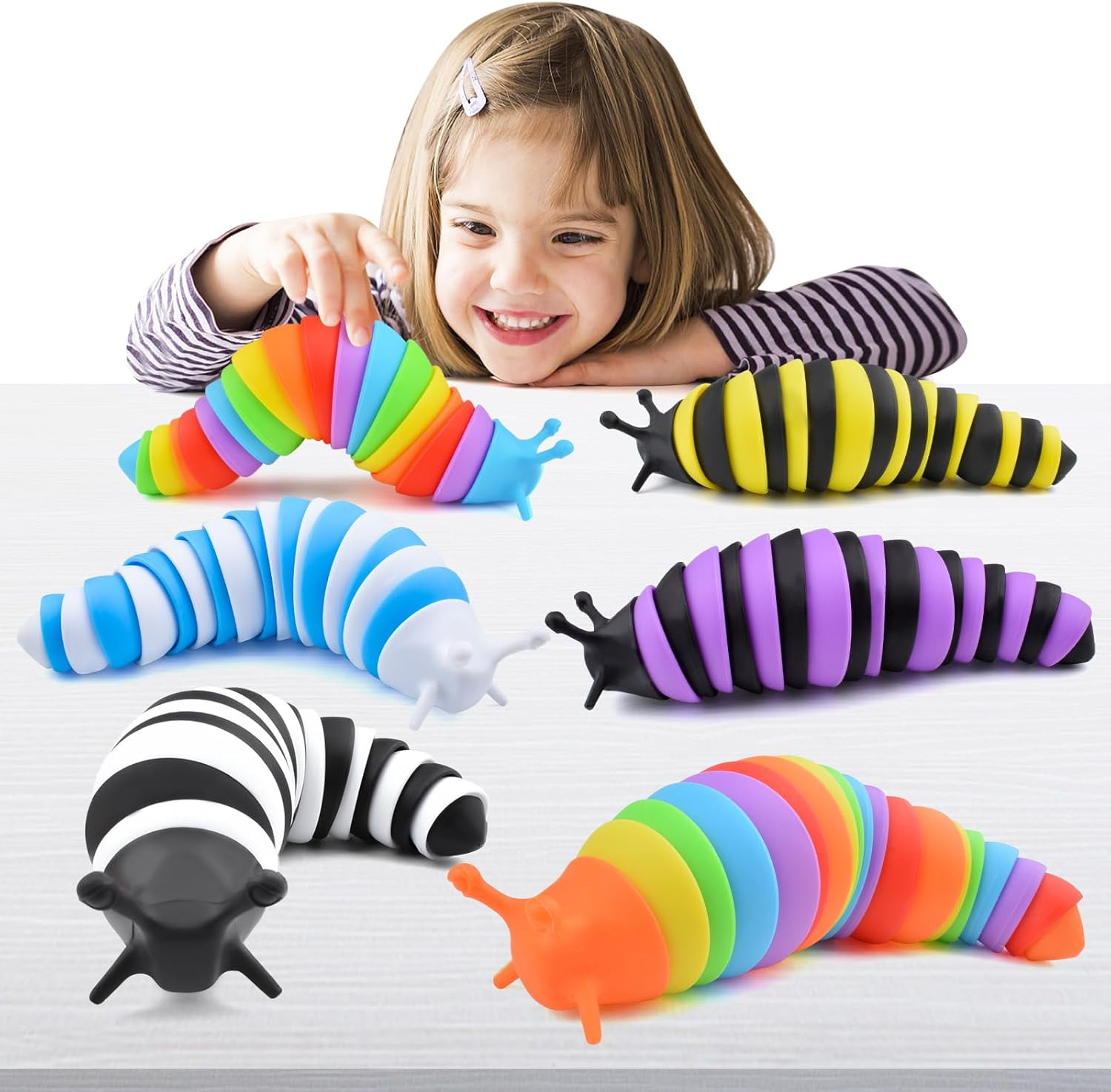 Fidget Slug Toy, Sensory Slug Fidget Toy for Kids & Adults, 3Pcs Cute Autism Sensory Toys for ...