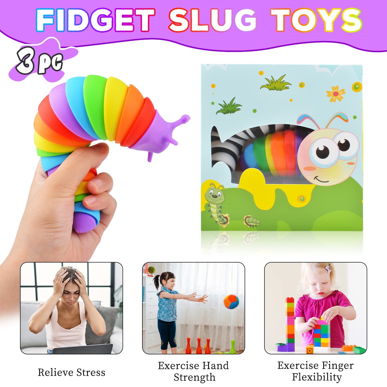 Fidget Slug Toy,Sensory Slug Fidget Toy for Kids & Adults,Autism ...