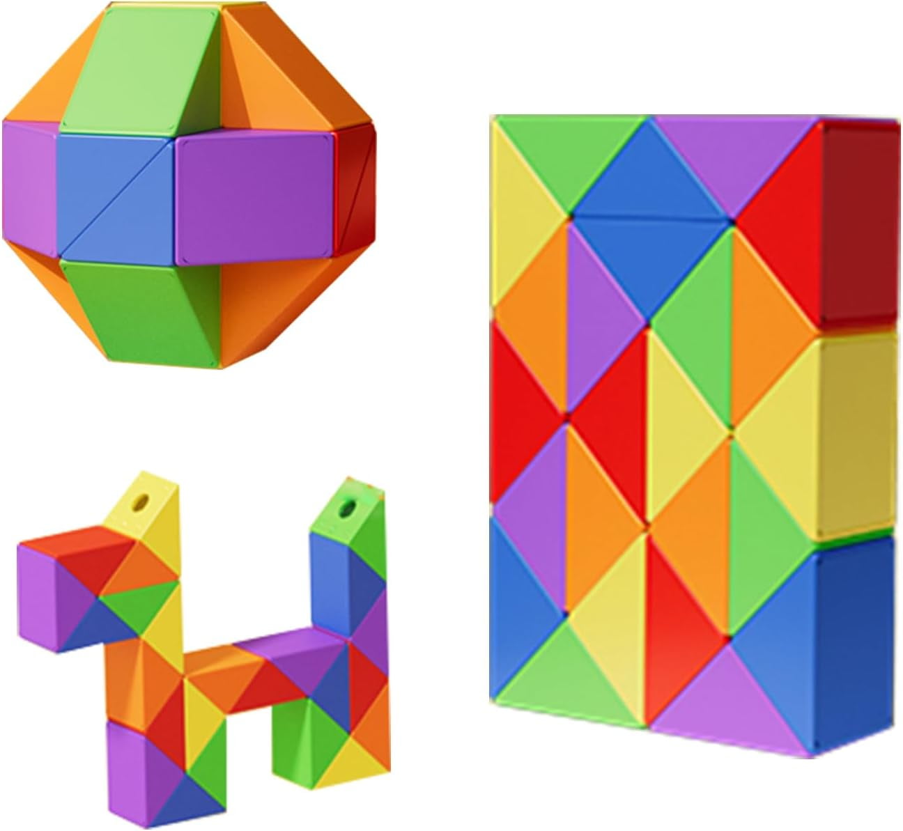 Fidget Snake Cube Puzzles Twist Toys for Kids Sensory Toy Brain Teaser ...