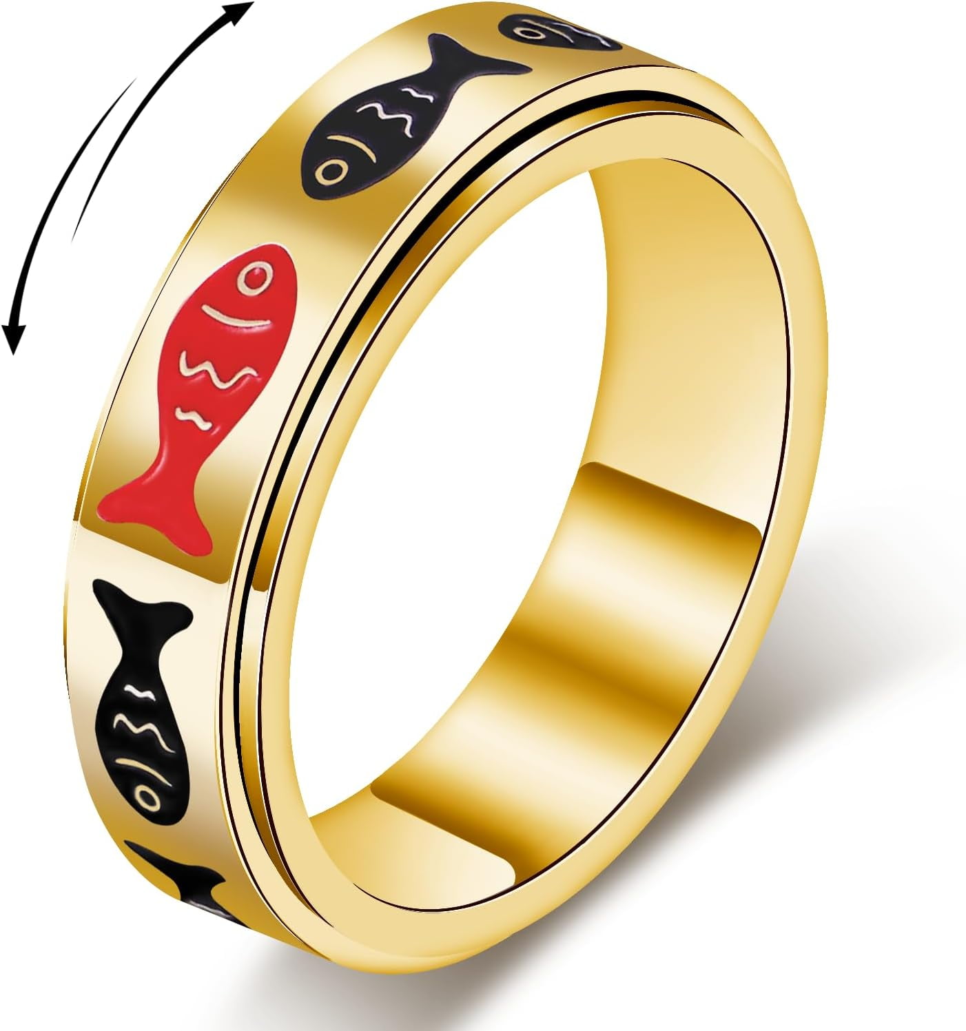 Fidget Spinner Ring for - for Her, Swim Against the Current Fish Rings ...