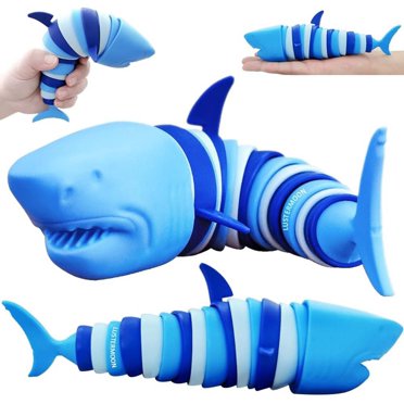 Gwen Studios Fidget Shaker Slug Toy for Kids, 7.6" x 3.3" Blue Shark ...