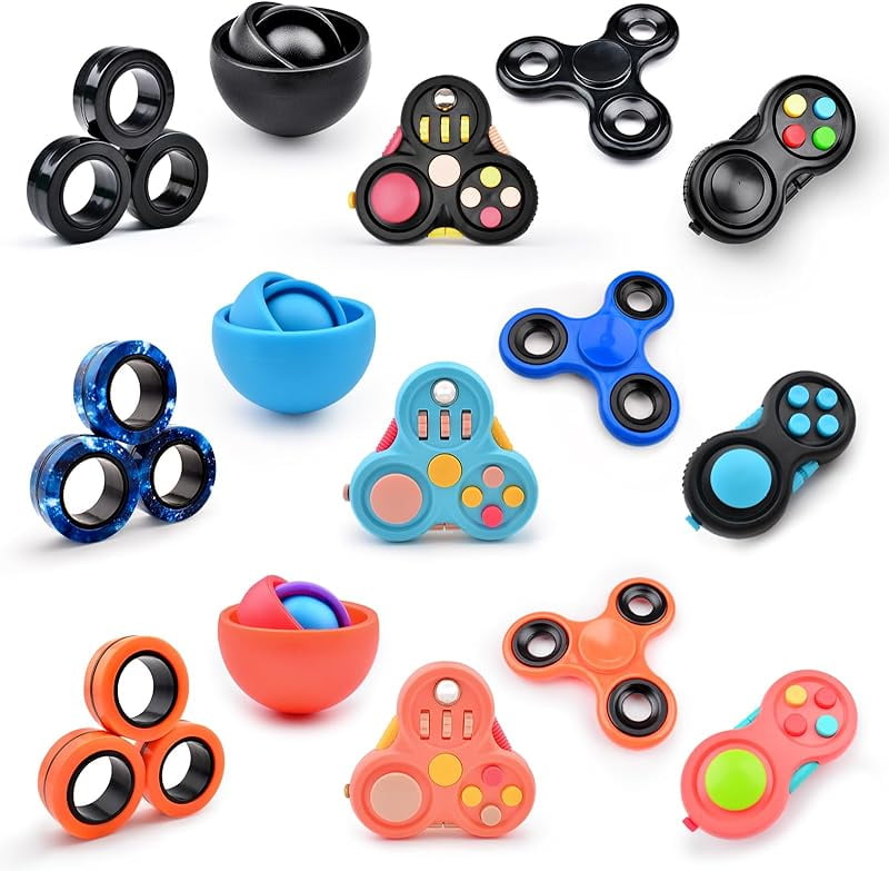 Fidget Toys Adults Pack 5Pcs,Fidget Spinner with Magnetic Rings Gyro ...
