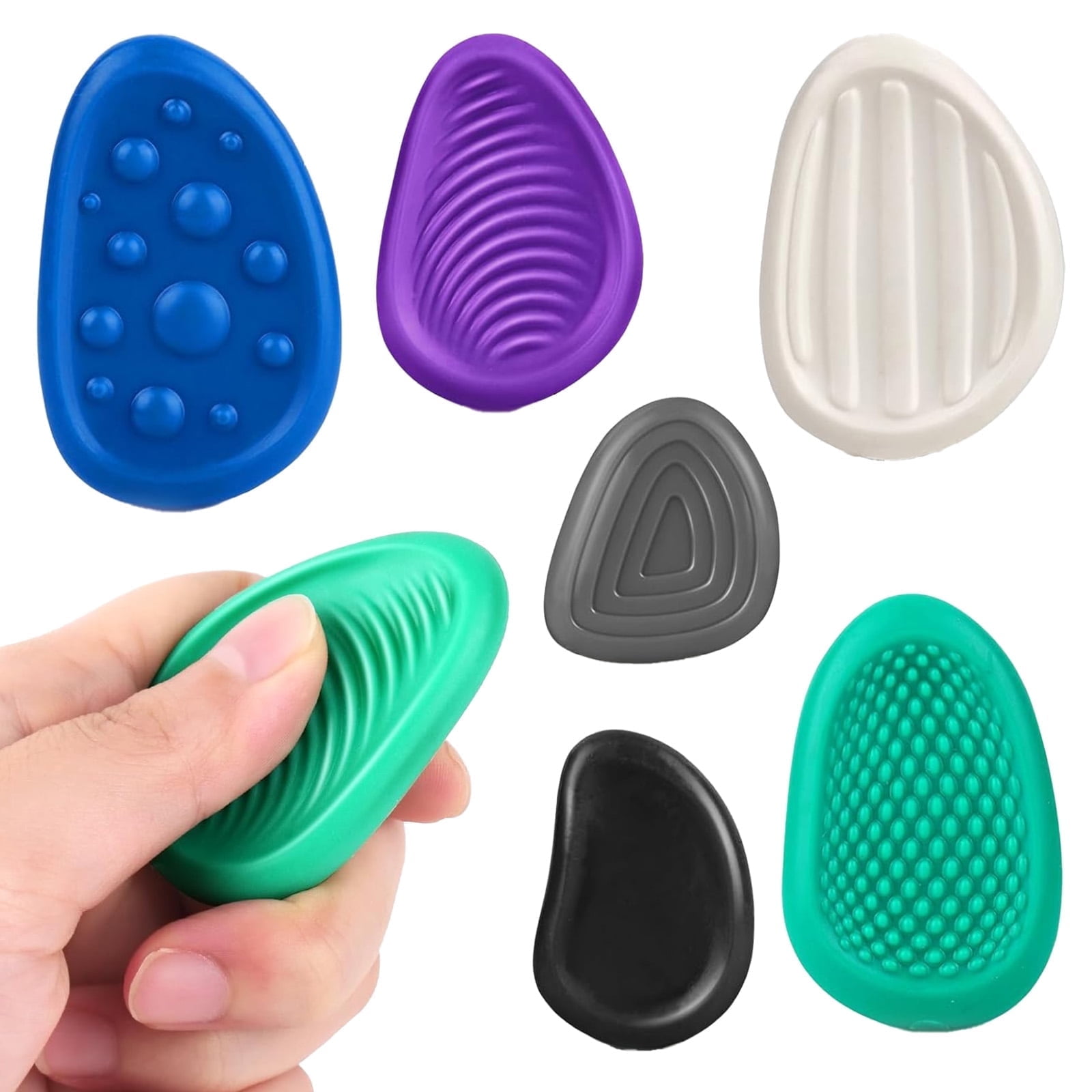 Fidget Toys Adults Sensory Stone: 6 Pack Textured Worry Stone for ...