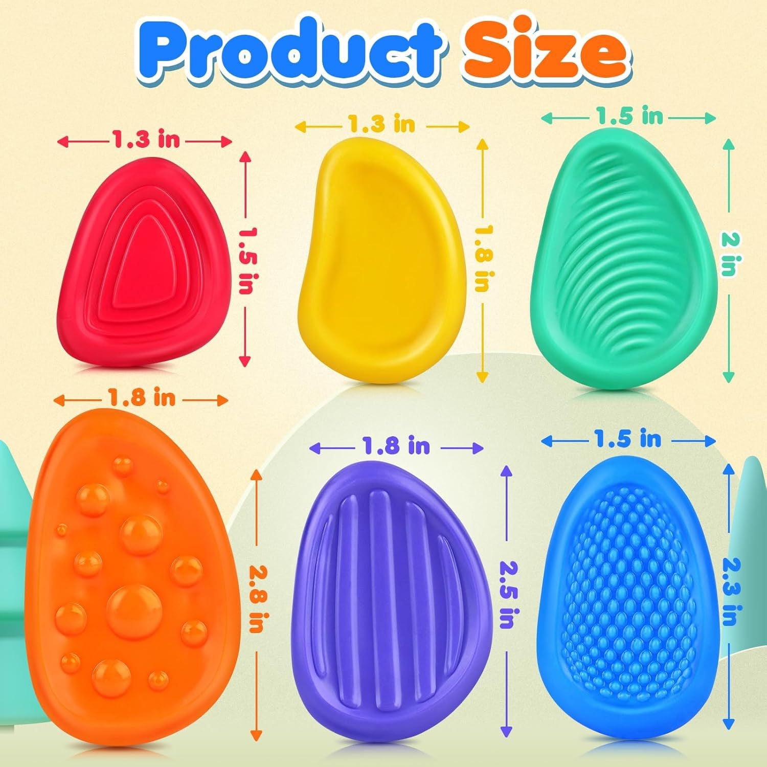 Fidget Toys Adults Sensory Stone 6 Pack Textured Worry Stone for Kids ...