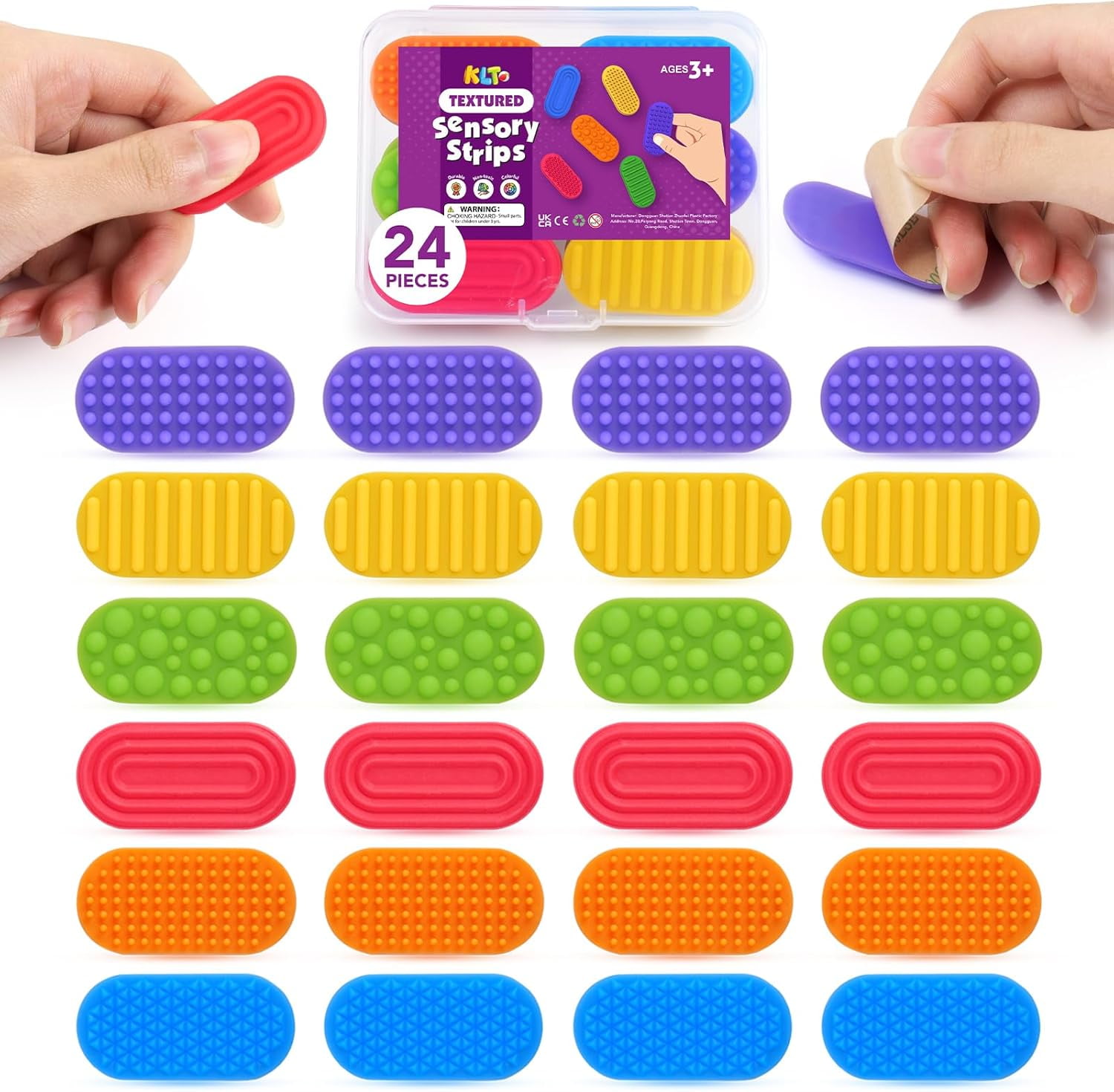 Fidget Toys for Kids Sensory Strips: 24 Pack Textured Sensory Stickers ...