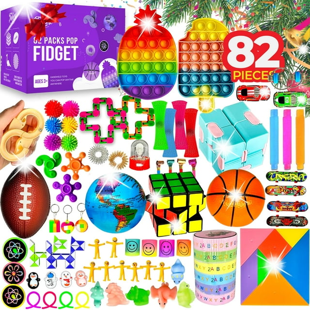 Fidget Toys Pack, 82 PCS Party Favors Set Gifts for Kids Adults Autism Stress Relief Stocking ...