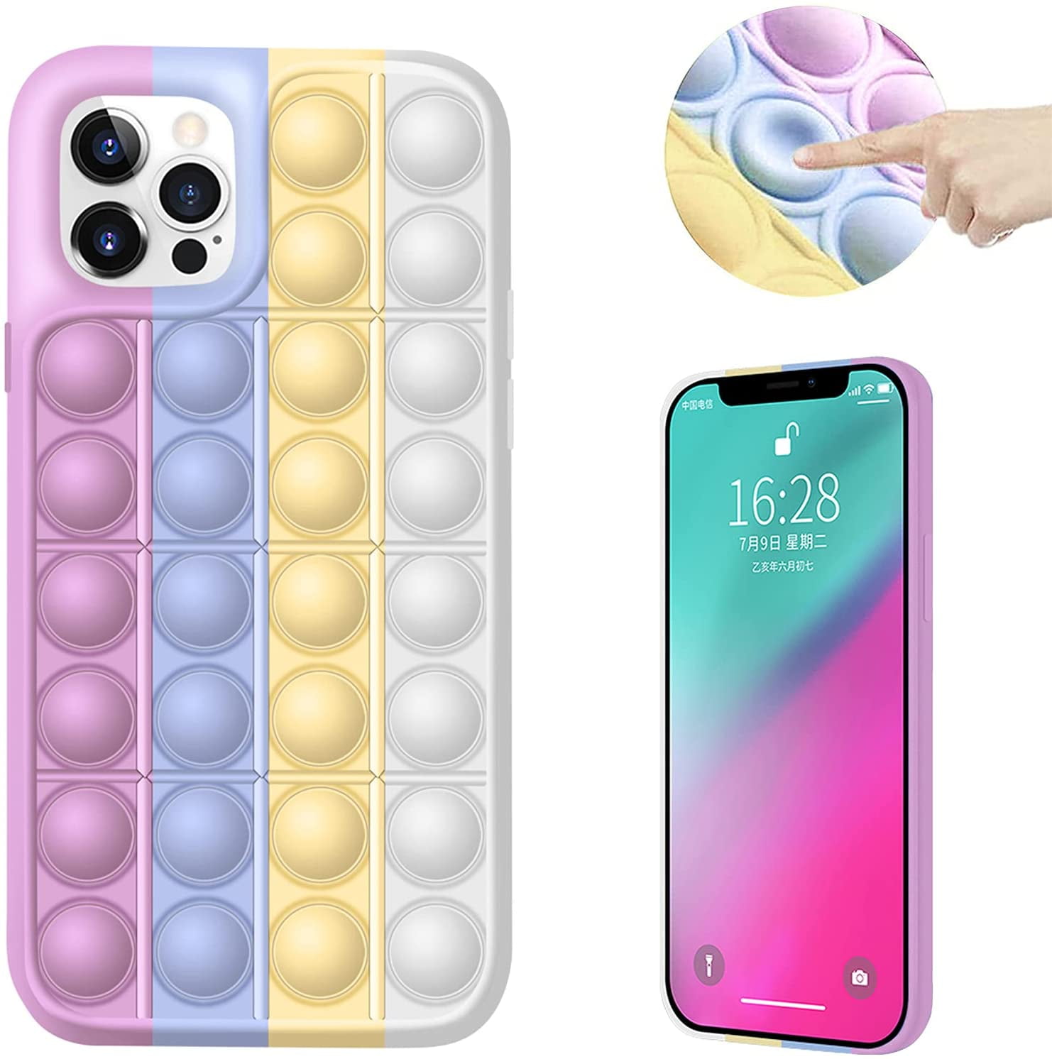 Fidget Toys Phone Case,Push Pop Bubble Protective Cover for iPhone 12 ...