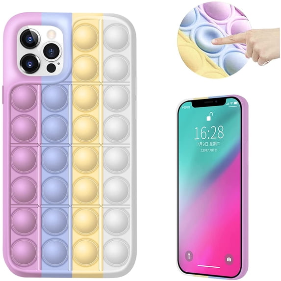 Fidget Toys Phone Case,Push Pop Bubble Protective Cover for iPhone 12 ...