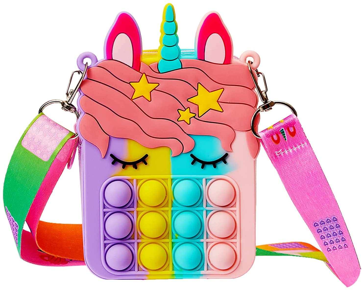 Fidget Toys Pop Purse Pop Shoulder Bag,Silicone Unicorn Bag for Girls ...