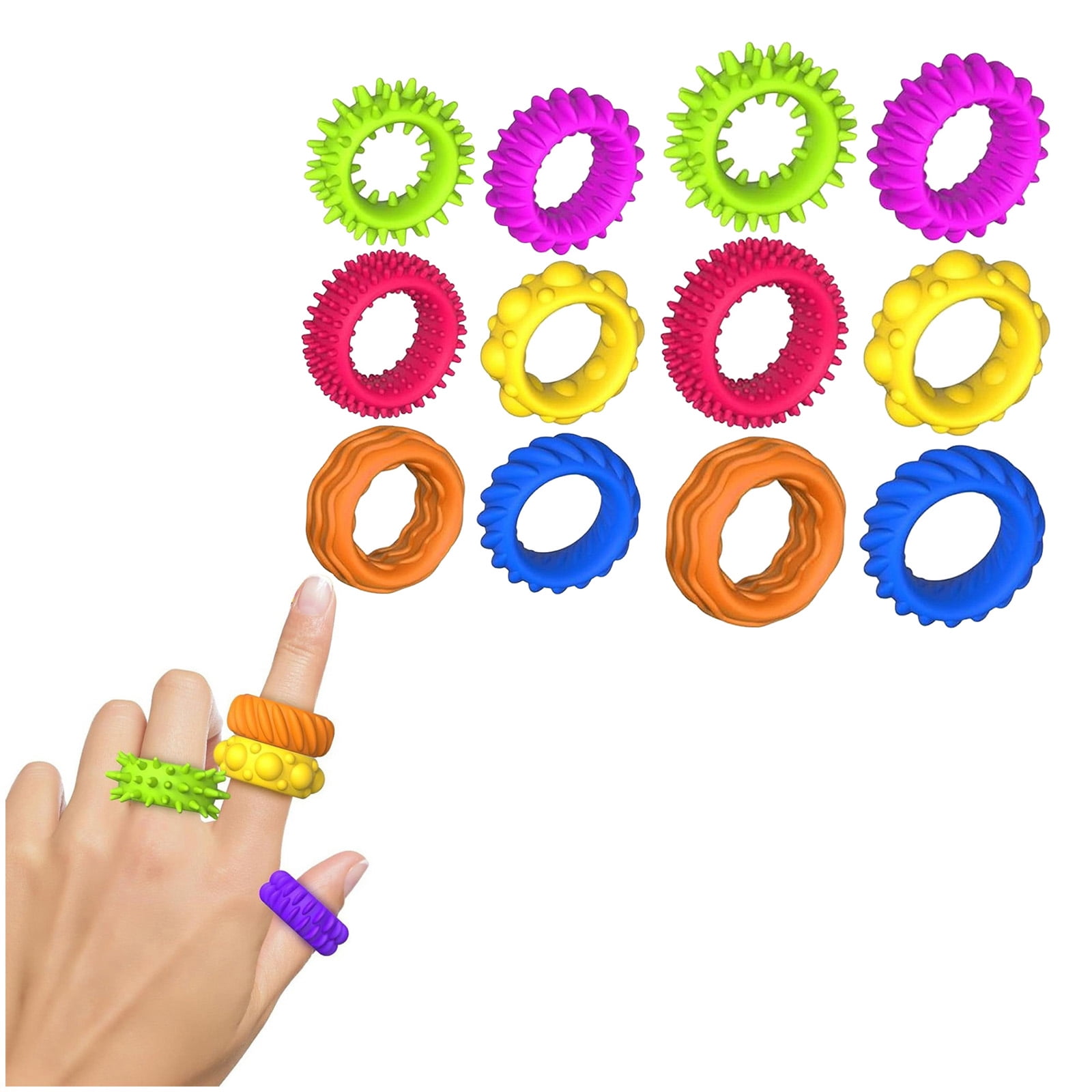 Fidget Toys Sensory Rings,12 Pack Fidget Ring-Sensory Toys for Kids ...
