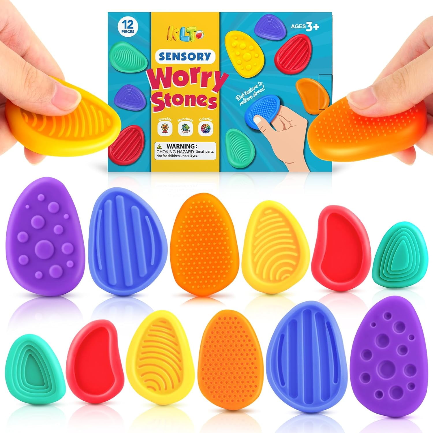 Fidget Toys Sensory Stone for Kids: 12 Pack Texture Worry Stone ...