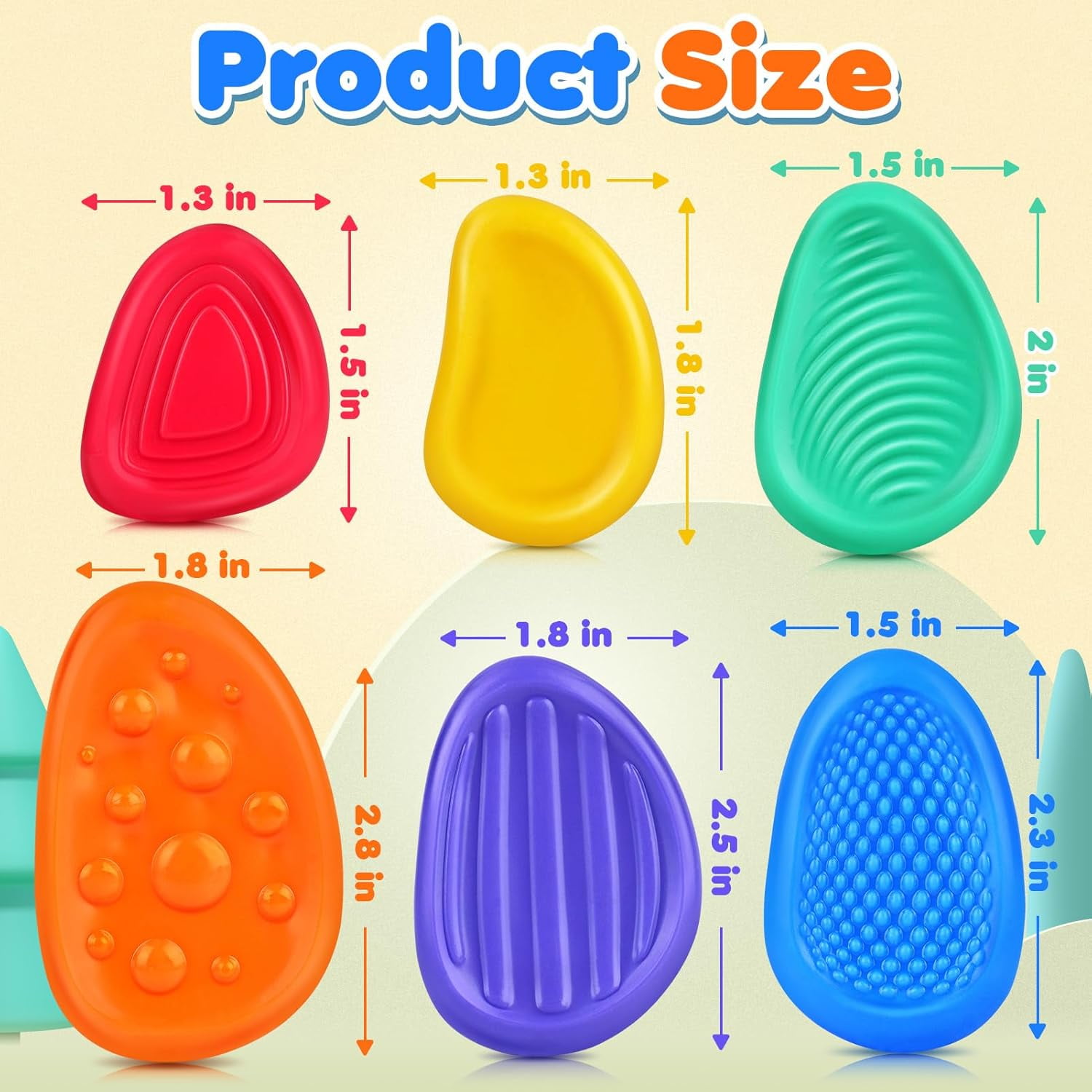 Fidget Toys Sensory Stone for Kids: 6 Pack Textured Soft Worry Stone for Autism Kids Calming ...