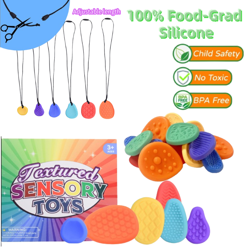 Fidget Toys Sensory Stone for Kids , Soft Textured Worry Stones for ...