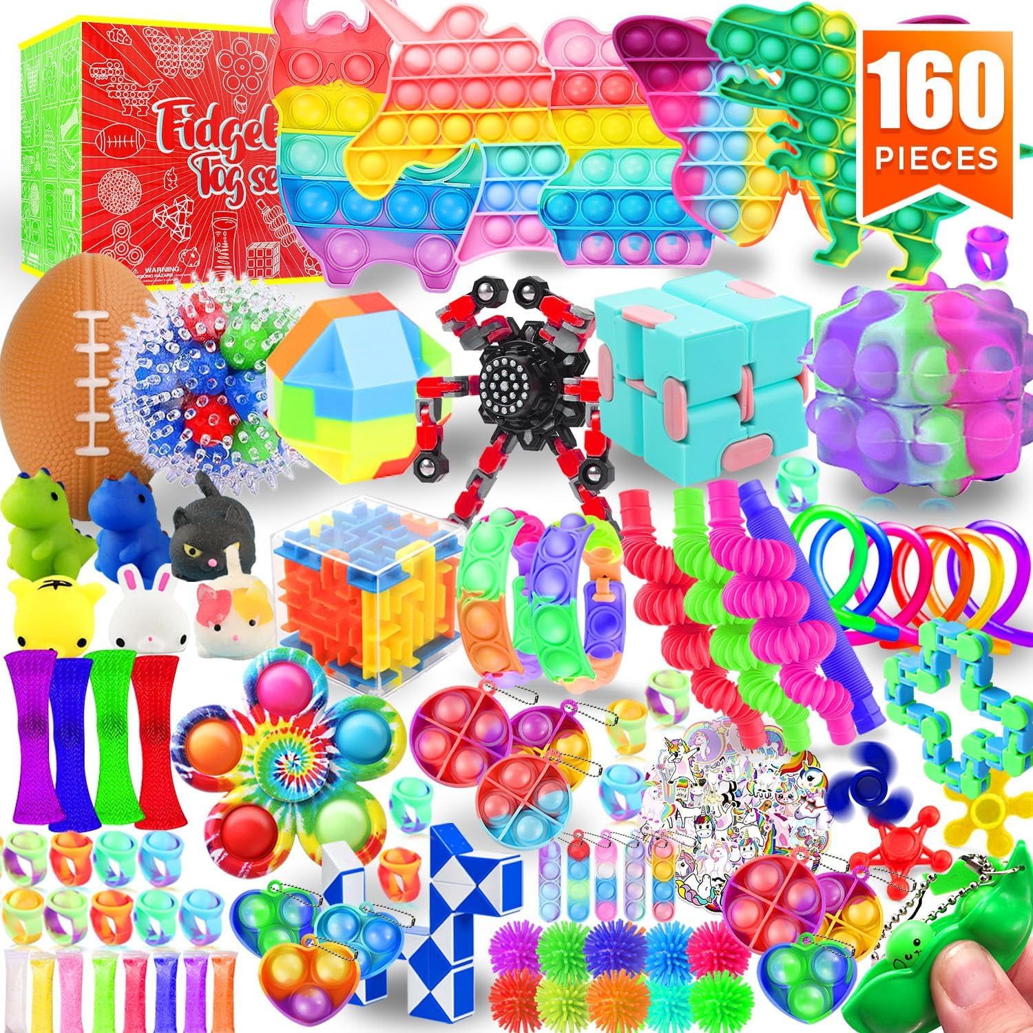 Fidget Toys Set, 160 Pack Sensory Toys Party Favors Kids Autism ...