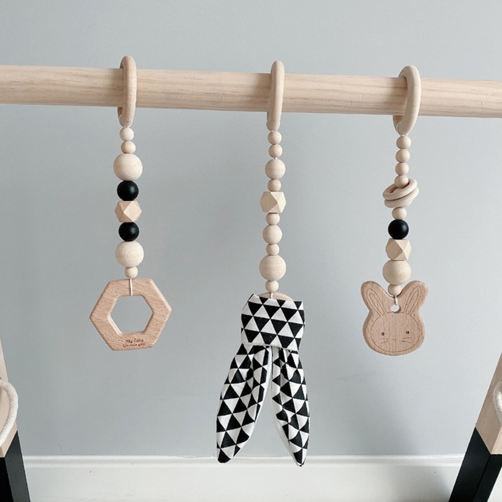 Fidget Toys Wooden Baby Gym Hanging Toys Wood Baby Frame Hanging Bar ...