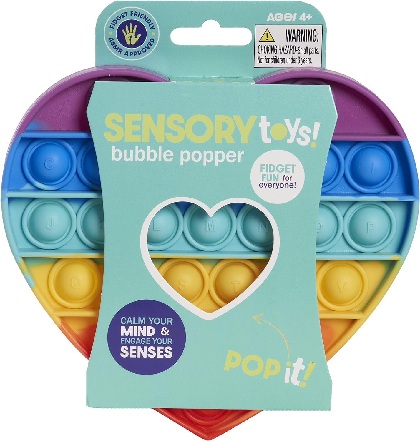 Fidgetz Just Play Pop Em's Fidget Toy Rainbow Heart - Walmart.com
