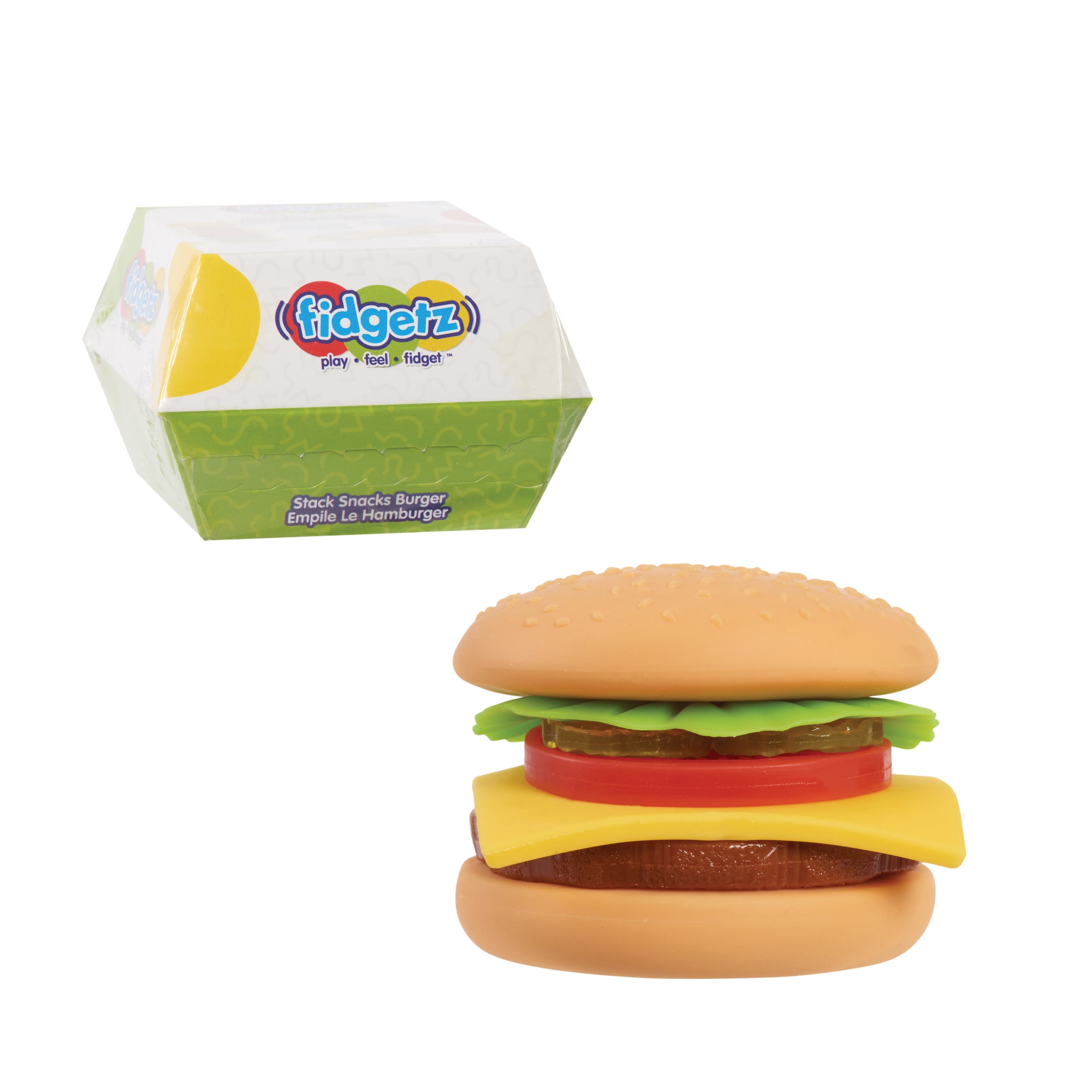 Fidgetz Snack Stacks Burger, Squishy Stretchy Sensory Toy for Kids Ages ...