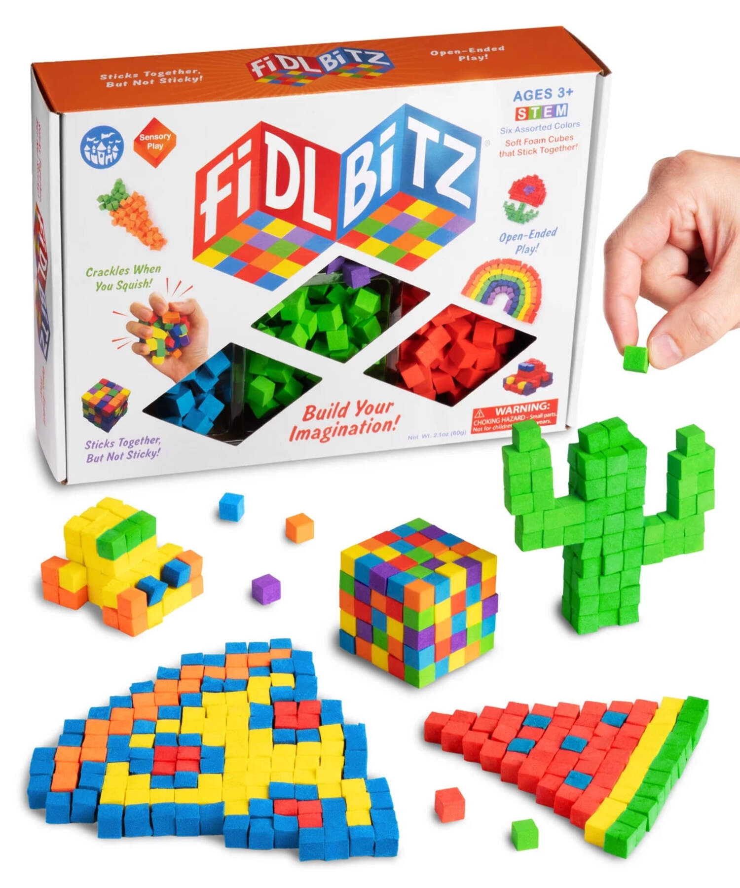 FidlBitz Deluxe Set, Soft Sticky Building Blocks, Assorted Colors, 60g ...