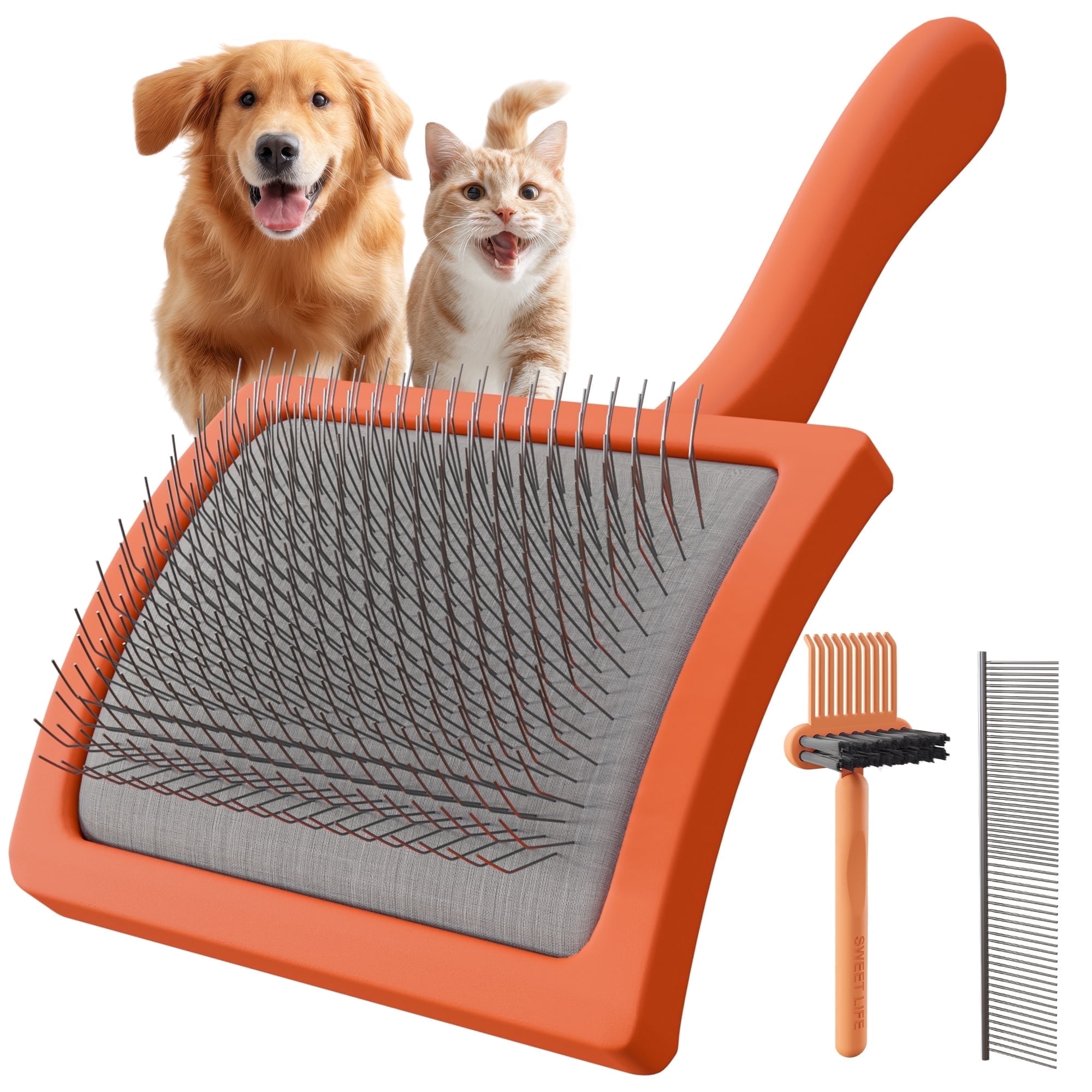 Fido Fave 3-in-1 Slicker Brush, Extra Long Pin Pet Detangler Brush ...