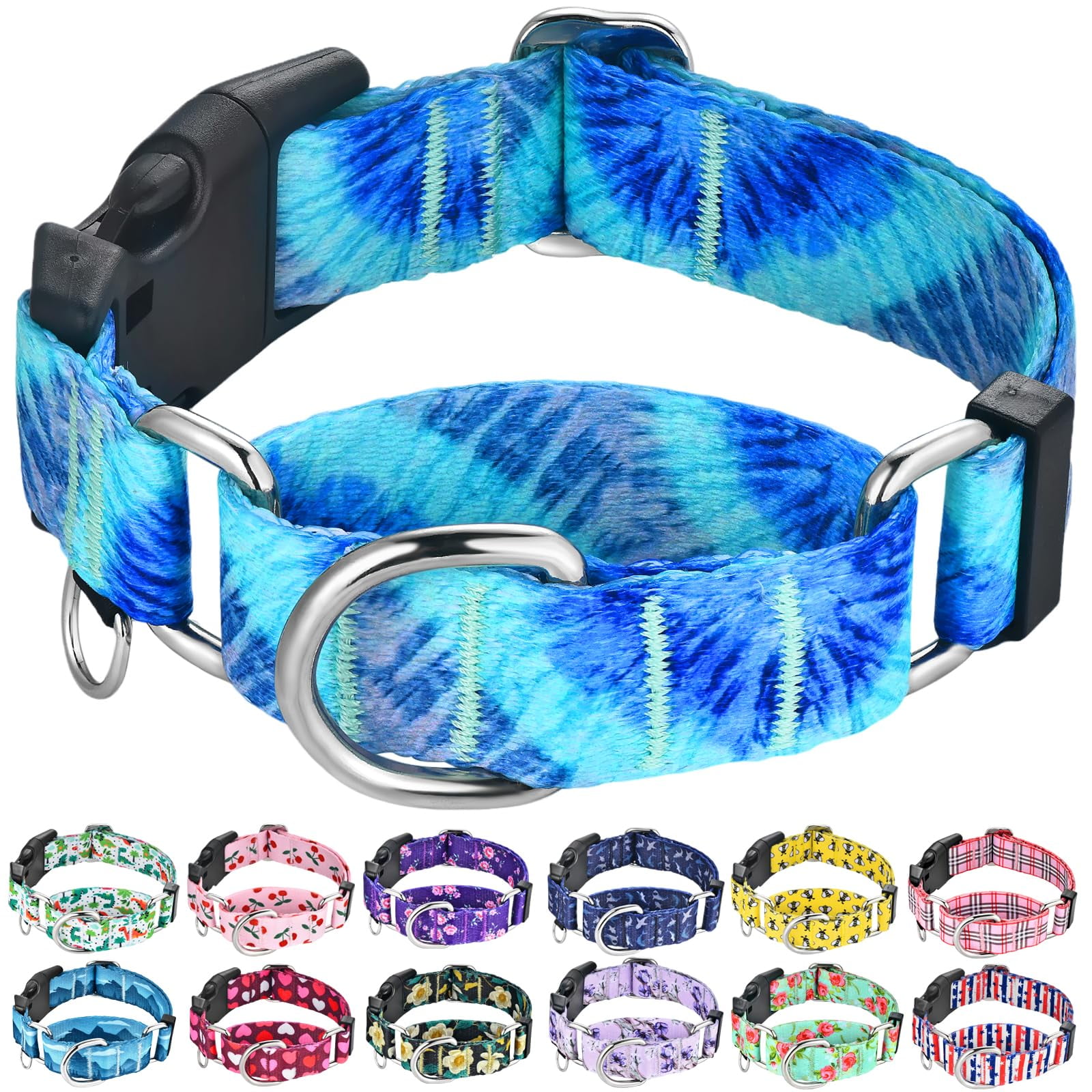 Fidohug Martingale Collar with Buckle Blue Tie Dye Training Collar ...
