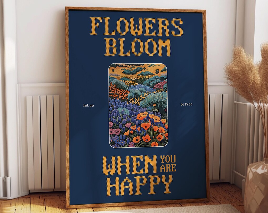 Field Of Blooming Flowers Poster – Positive Growth Quote Wall Art ...