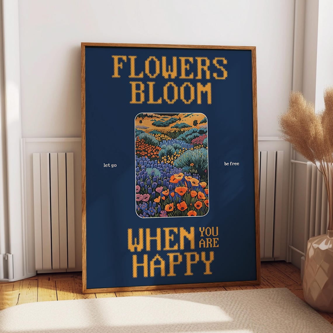 Field Of Blooming Flowers Poster – Positive Growth Quote Wall Art ...