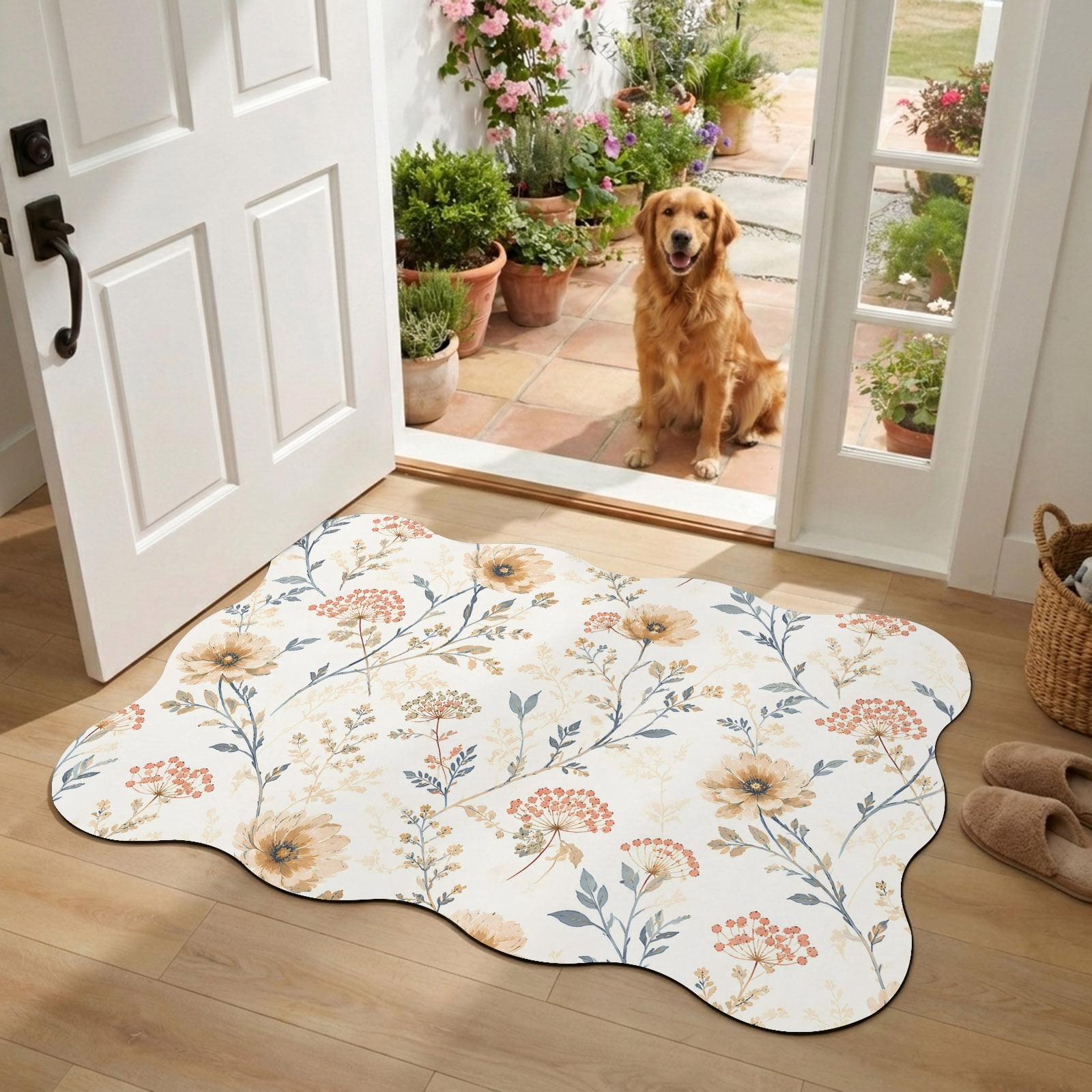 Field Blossom Scalloped Diatomaceous Earth Doormat, 20