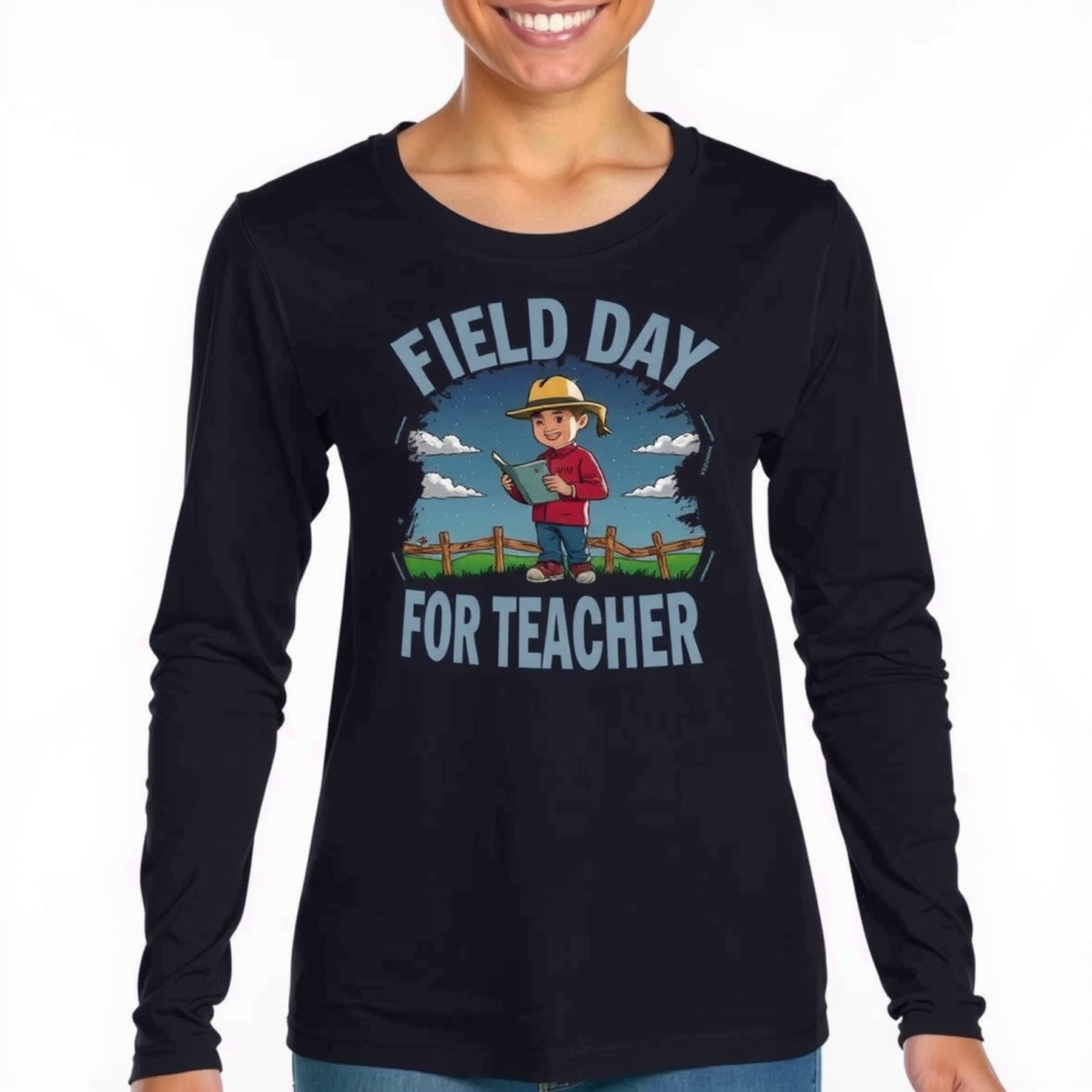 Field Day For Teacher Long Sleeve T-Shirt - Fun Cartoon Design, for ...