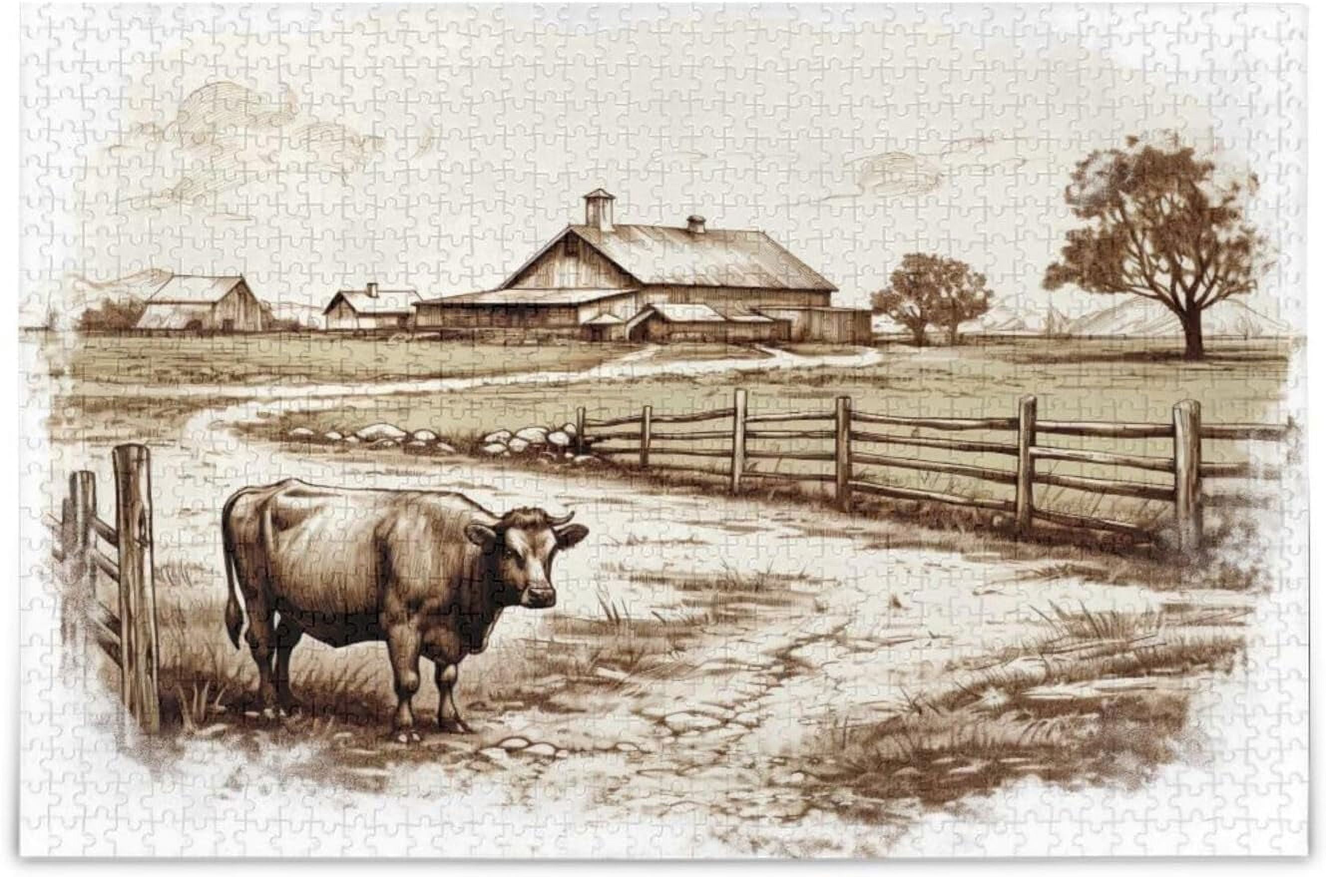 Field and Farm Puzzle 500 Pieces - Wooden Jigsaw Puzzles for Family ...