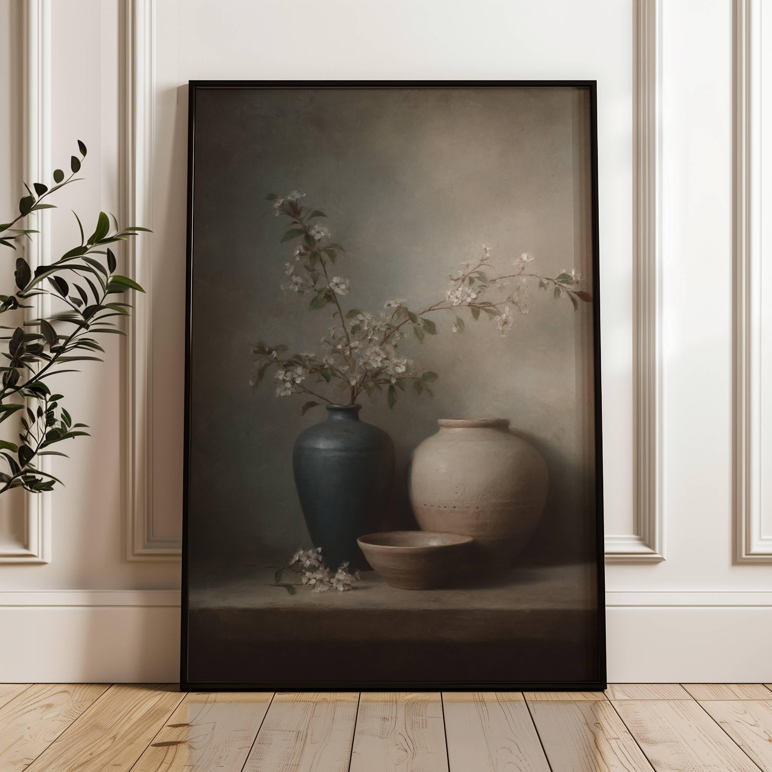 Field Flowers Still Life With Collection Of Clay Pots | Neutral Art ...