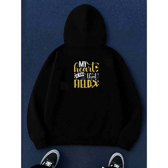 Field Heart funny hoodies game mens regular fit black Casual Outdoor ...