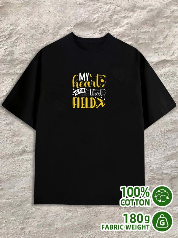 Field Heart men's black 180G 100% Cotton Unique designs, summer prints ...