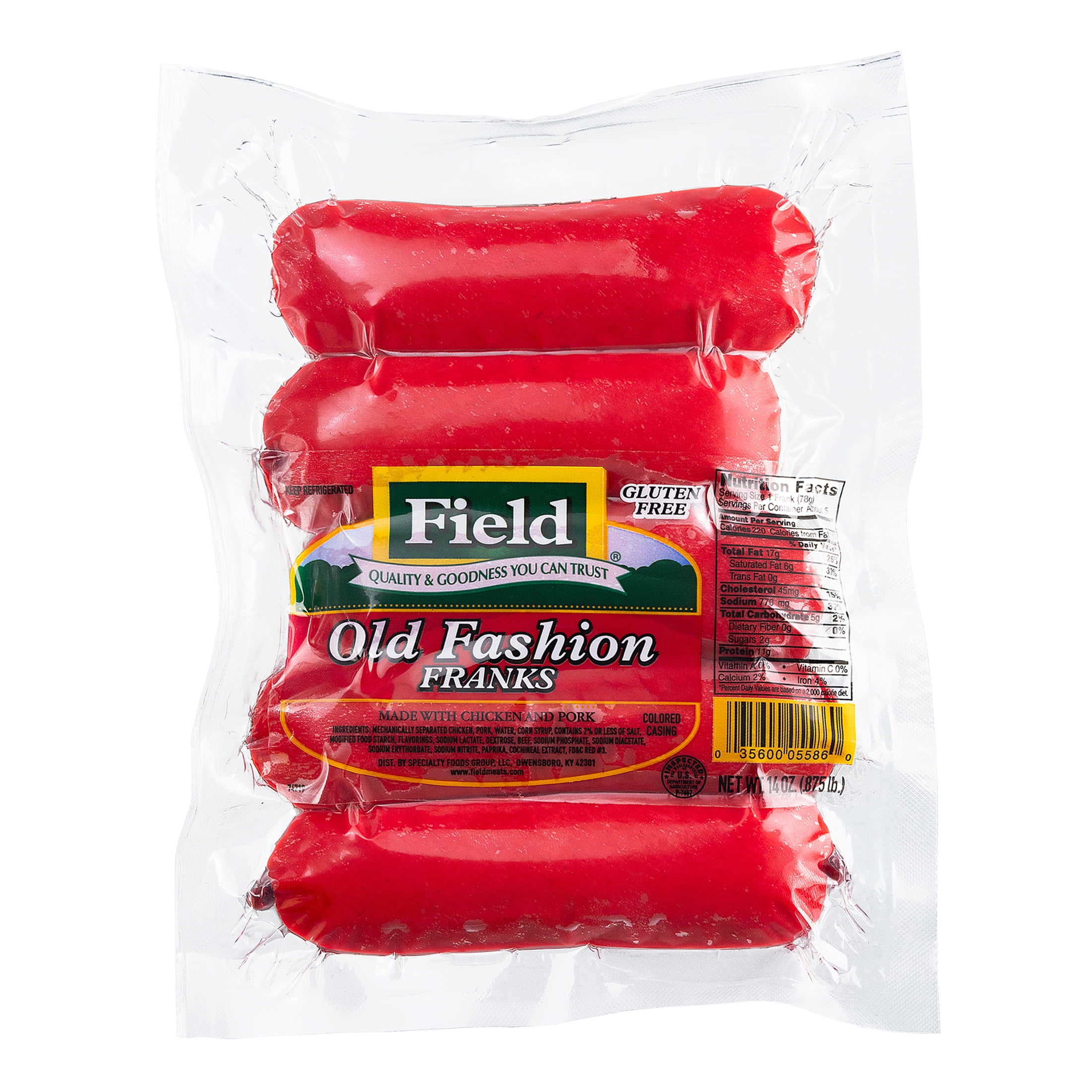 Field Old Fashion Franks, Hot Dog, 14 oz, 5 Count, Packaged in Plastic ...