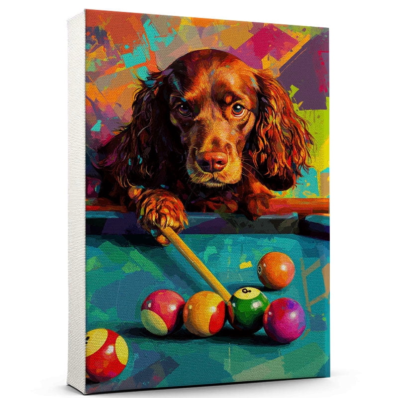 Field Spaniel Dog Billiards Art Stretched Canvas Size 8x12 – Field ...