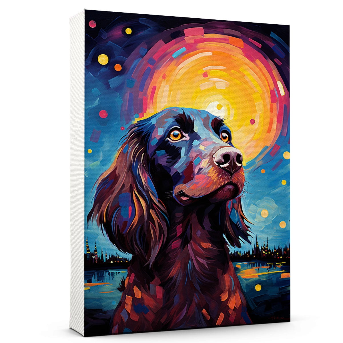 Field Spaniel Gift Starry Night Dog Canvas Wall Art Famous Oil ...