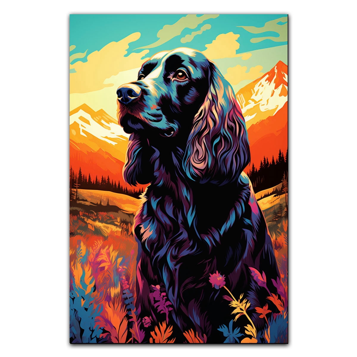 Field Spaniel Watercolor Dog Portrait Painting of Dog Canvas Print Dog ...