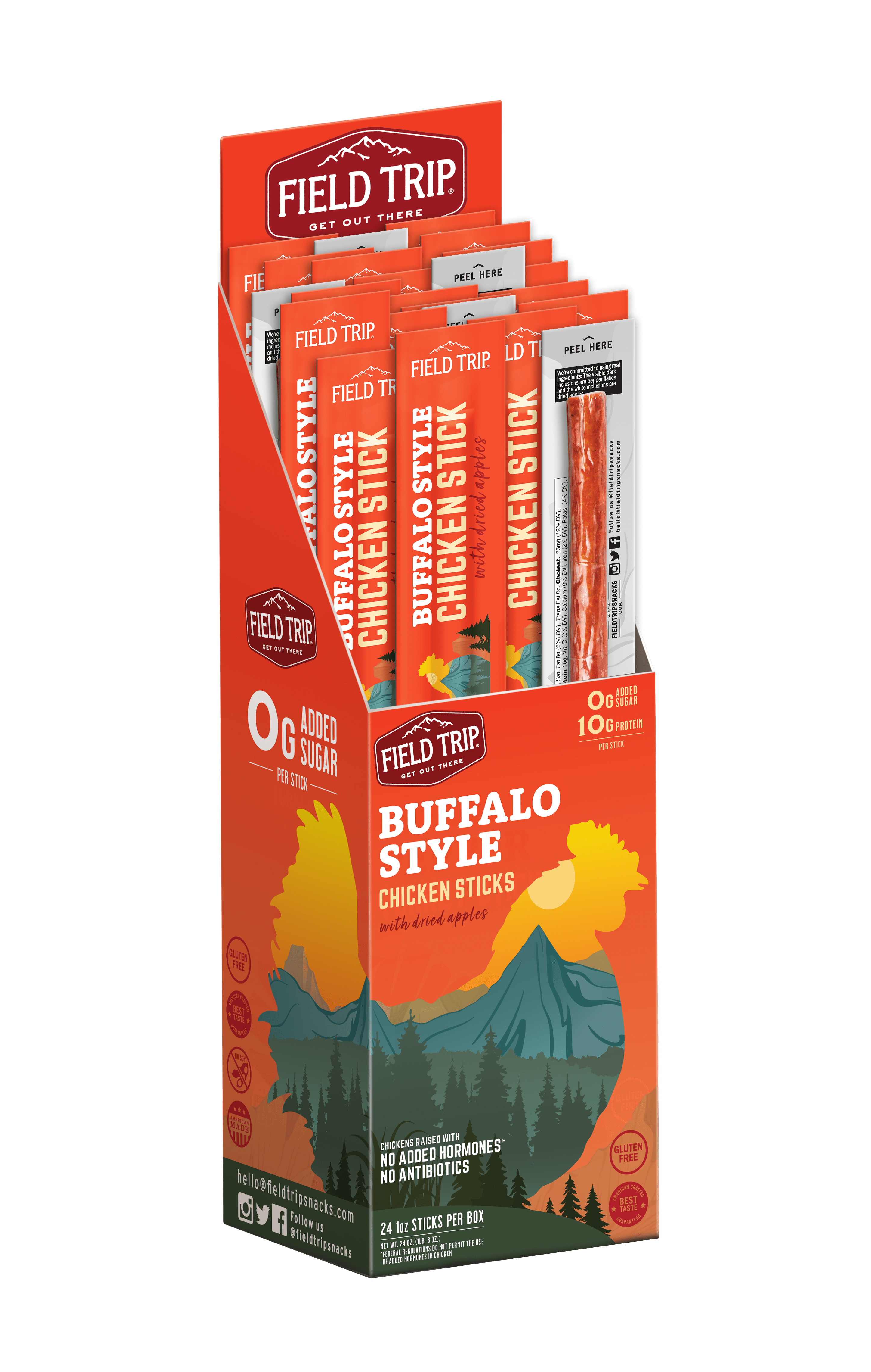 Field Trip Chicken Sticks Buffalo Style with Dried Apple Bits 1 oz - 24 ...