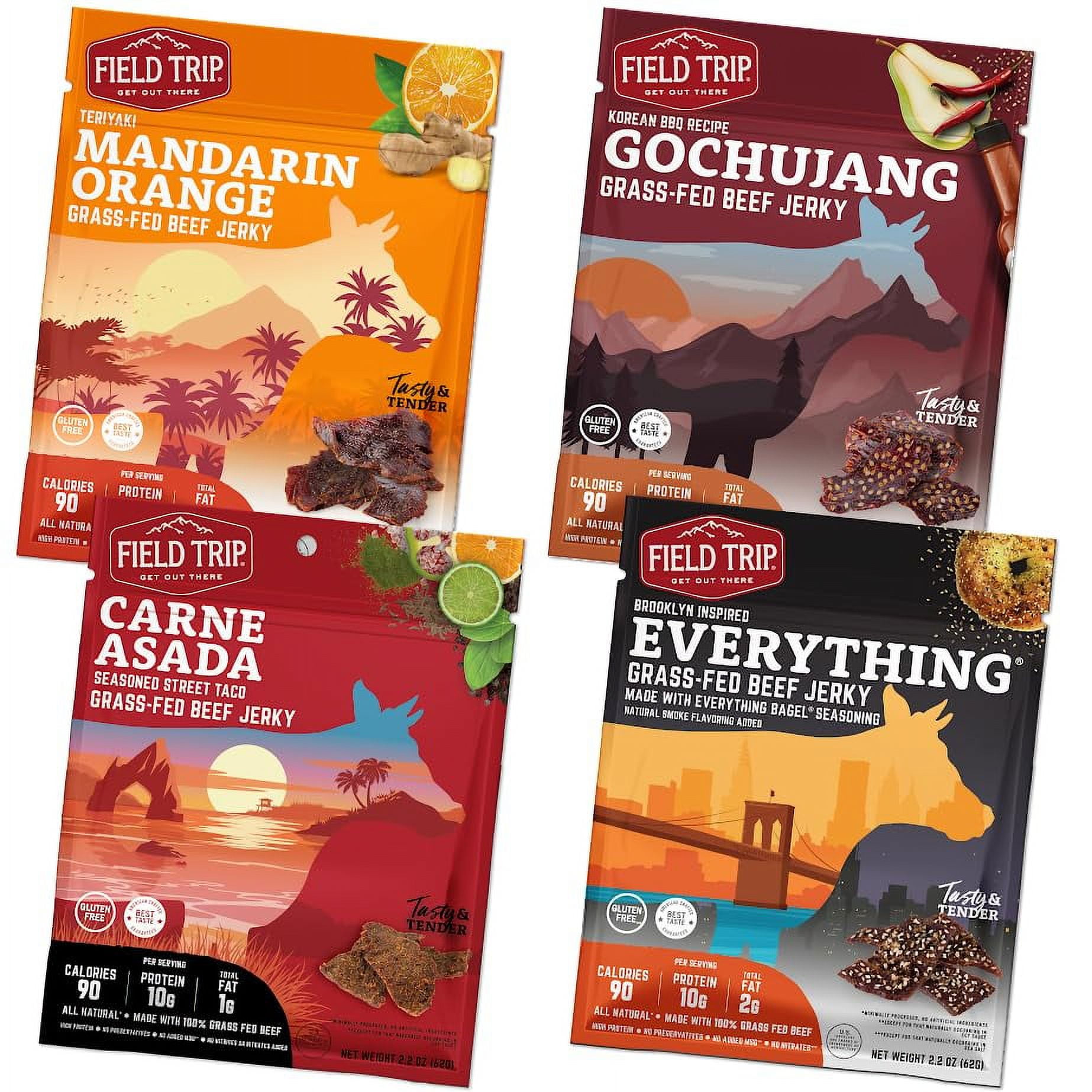Field Trip Grass Fed BCF26 Beef Jerky Variety Pack, Healthy Gluten Free ...
