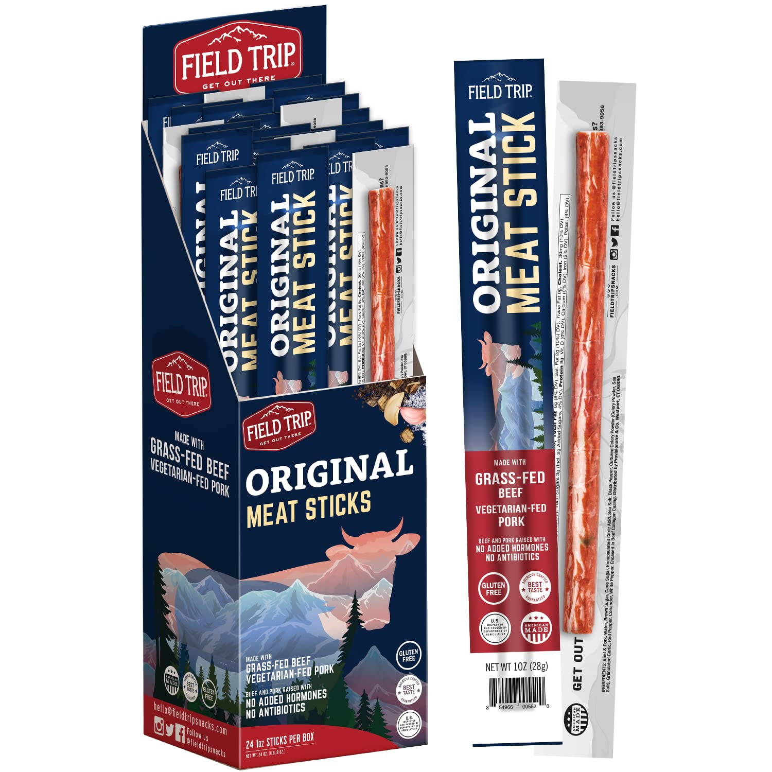 Field Trip Grass Fed IRF13 Original Jerky Snack Sticks, Keto, Paleo ...