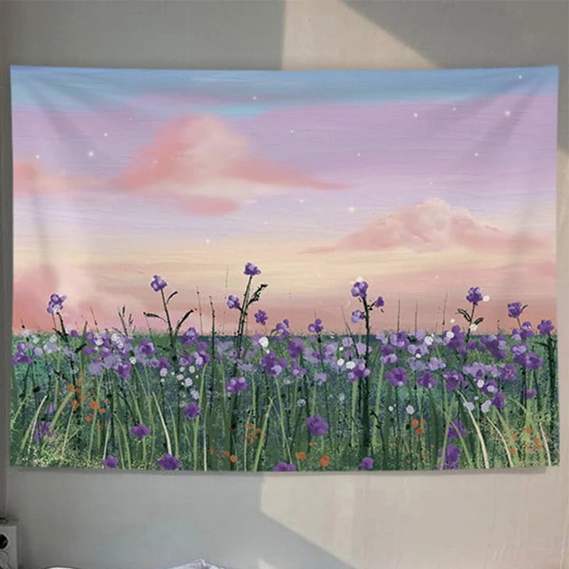 Field and lakeside scenery pattern tapestry home decoration house ...