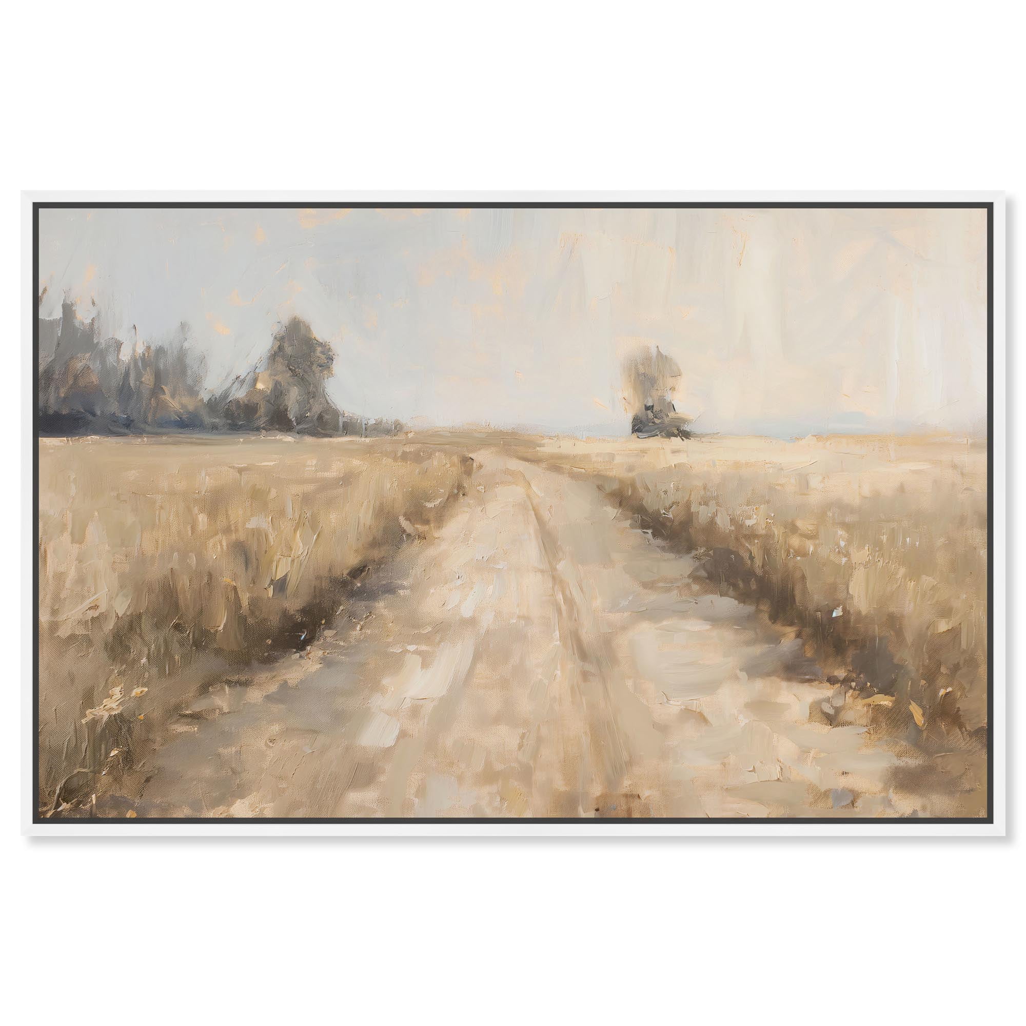 Field’s Embrace Road Canvas Rustic Farmhouse Art by Art Remedy, White ...